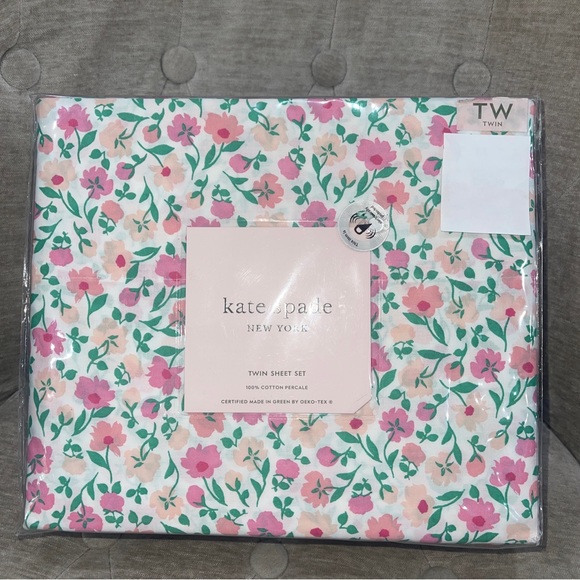 kate spade | Bedding | Kate Spade Ny Twin Sheet Set Pink Green Floral 3 ...
